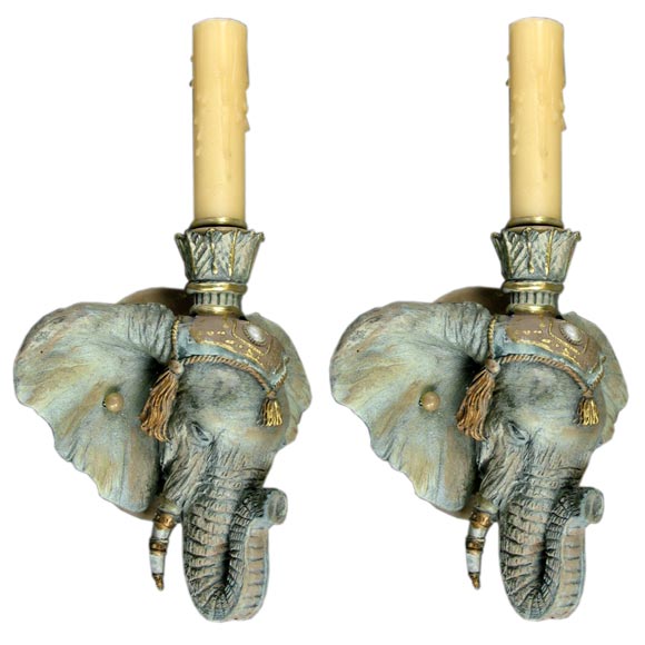 Pair Exotic Elephant Sconces at 1stDibs