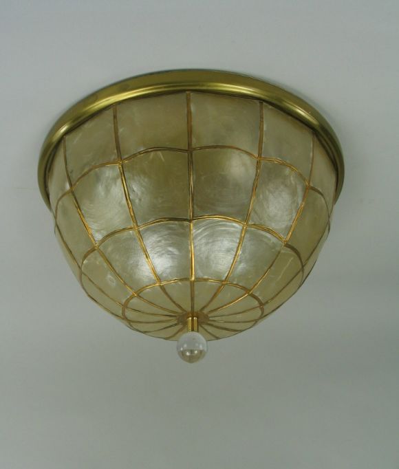 Capiz shell dome shaped flushmount at 1stDibs