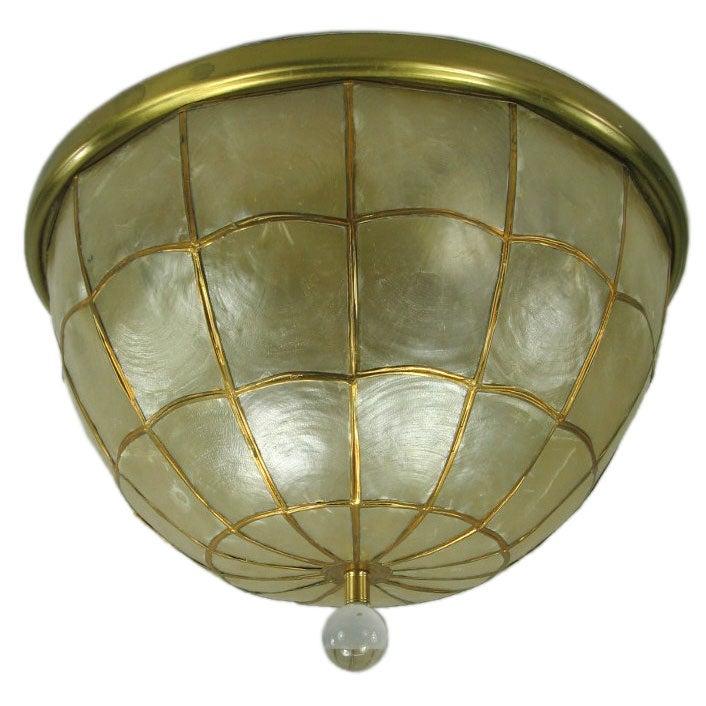 Capiz shell dome shaped flushmount at 1stDibs