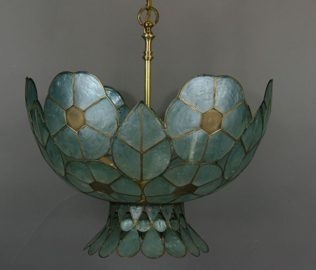 Pale blue capiz shell pendant at 1stDibs