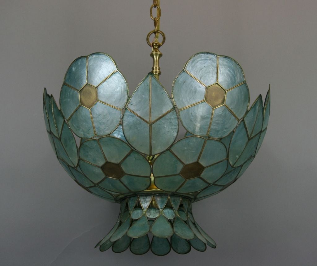 Pale blue capiz shell pendant at 1stDibs
