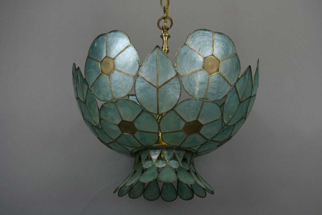 Pale blue capiz shell pendant at 1stDibs