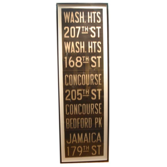 Vintage New York Subway Sign in Custom Frame--Washington Heights at 1stDibs