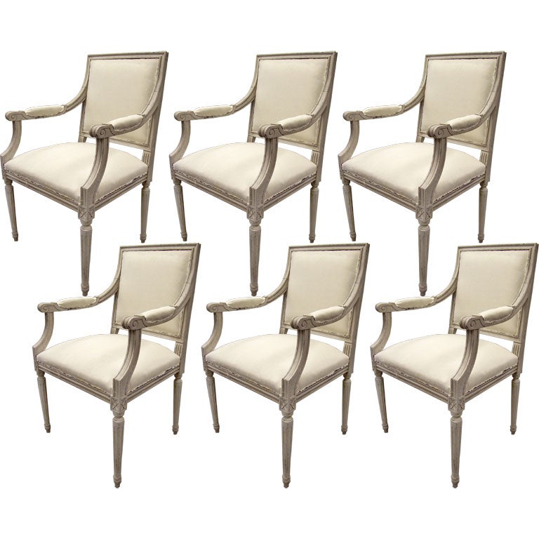 Pairs of Antique Swedish Arm Chairs, Gustavian Style at 1stDibs
