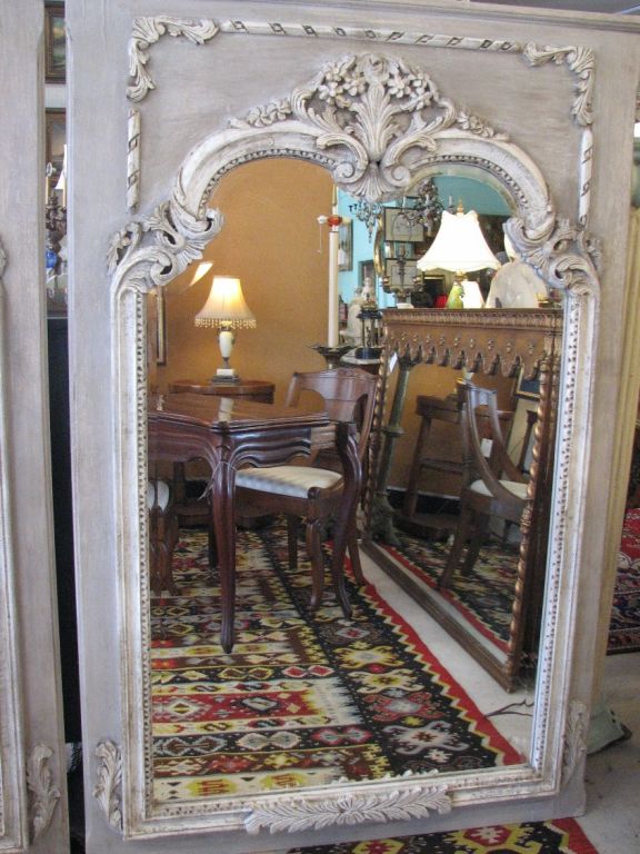 Pair of Reproduction Beveled Wood Trumeau Mirrors at 1stDibs