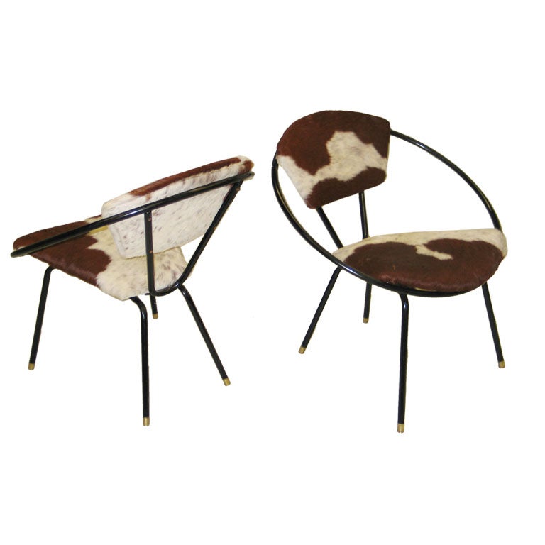 Mid-Century Modern Style Cowhide Lounge Chair For Sale at 1stDibs