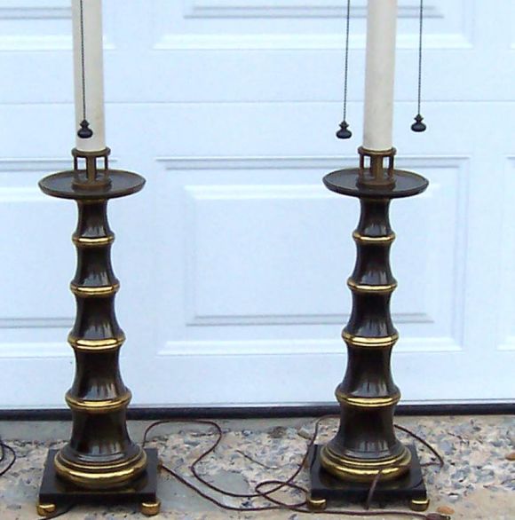 Pair of Large Baluster Form Lamps with a Ringed Pattern at 1stDibs