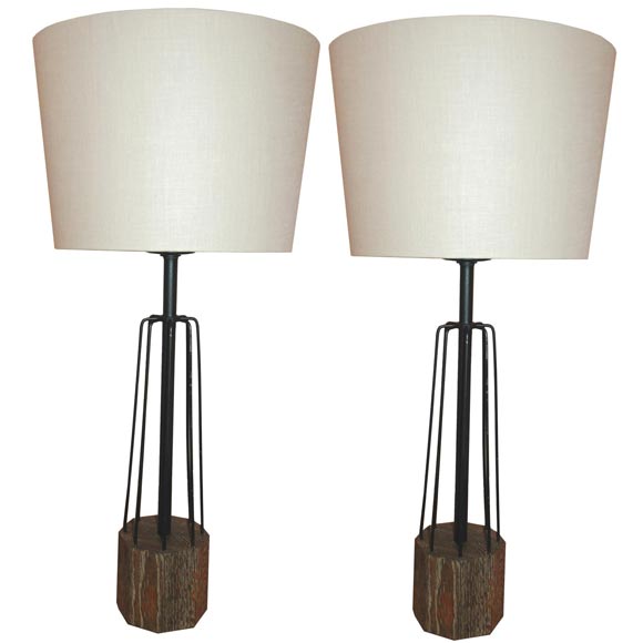 Pair of Limed Oak Table Lamps at 1stDibs