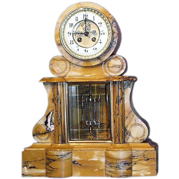 French 19th century veined Sienna marble clock at 1stDibs
