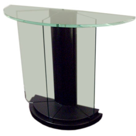 1930s Glass Demilune Table with Glass Top and Glass Fins at 1stDibs