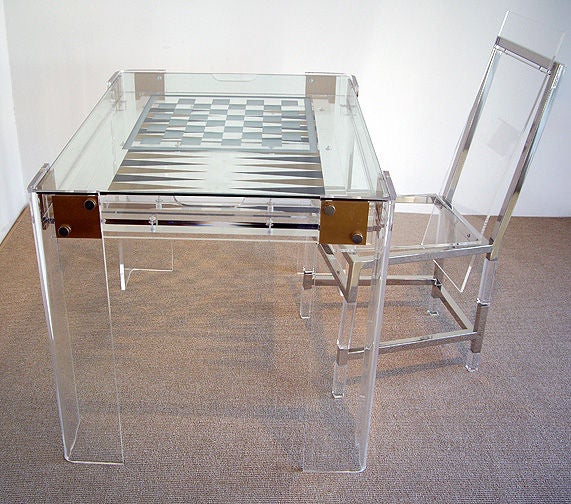 Clear Glass and Lucite Game Table - Chess, Backgammon at 1stDibs ...