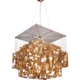 Contemporary gold capiz shell chandelier For Sale at 1stDibs