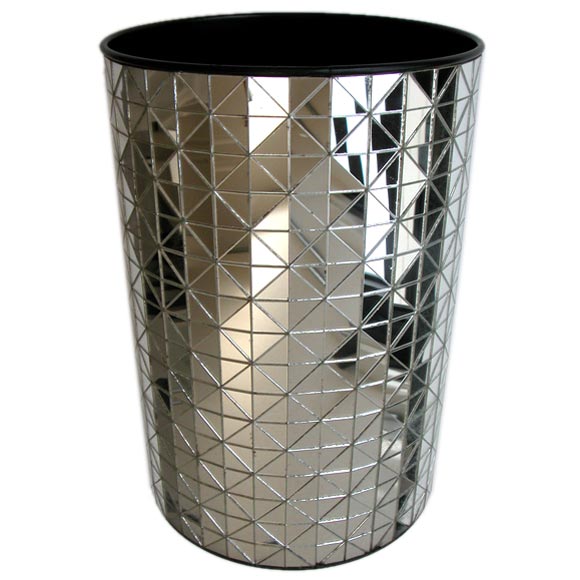 An American 1940's Cylindrical-Form Mirrored Basket at 1stdibs