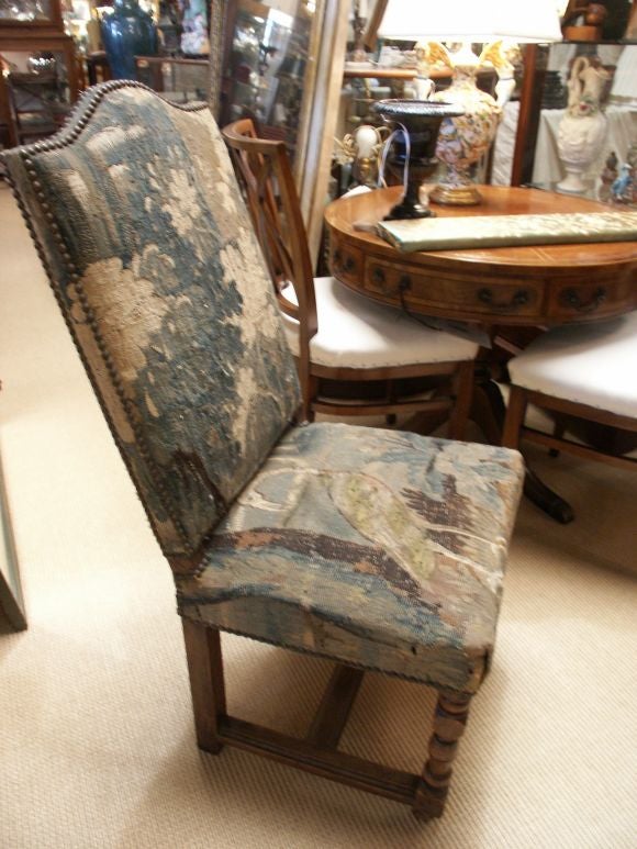 Louis XIV Walnut And Tapestry Upholstered Side Chair For Sale at 1stDibs