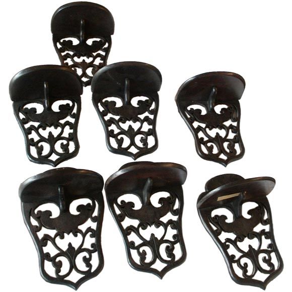 Set of Seven Carved Asian Wall Brackets at 1stDibs