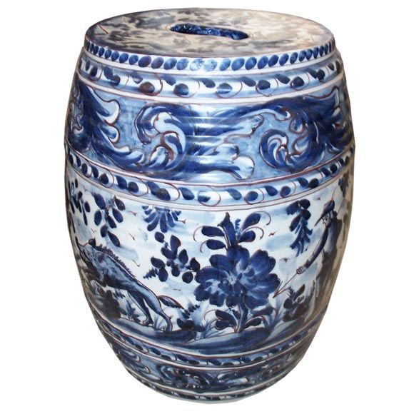 Delft Style Ceramic Garden Seat at 1stDibs