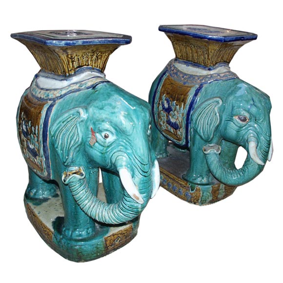 Pair of Asian Elephant Garden Stools at 1stDibs