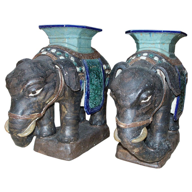 Vintage Pair of Asian Elephant Garden Stools at 1stDibs