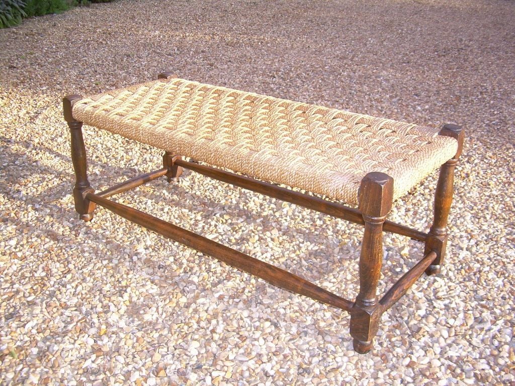 An English Woven Rope Oak Bench at 1stDibs
