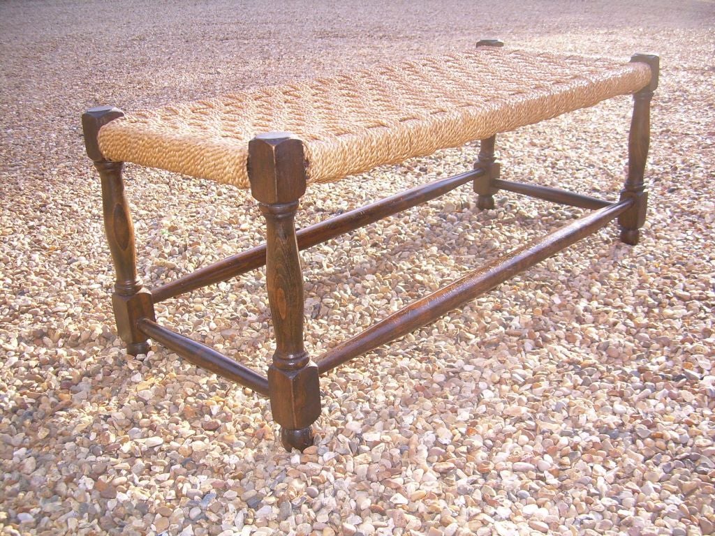 An English Woven Rope Oak Bench at 1stdibs