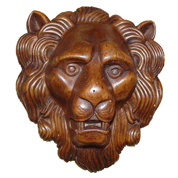 18th c. Walnut Carved Lion's Head at 1stDibs