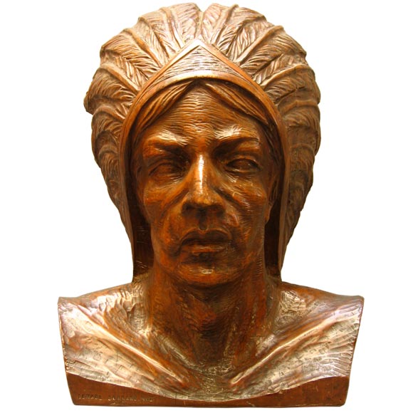 Folk Art wooden Indian Head at 1stDibs