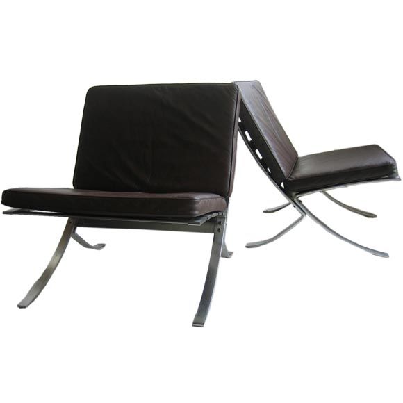 Pair of Steen Ostergaard Chrome and Leather Chairs at 1stDibs