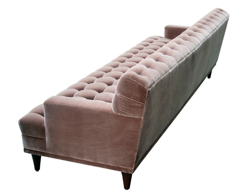 Mid Century Tufted Velvet Sofa at 1stDibs