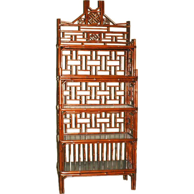 Bamboo Display Case With Black Lacquer Shelves at 1stDibs