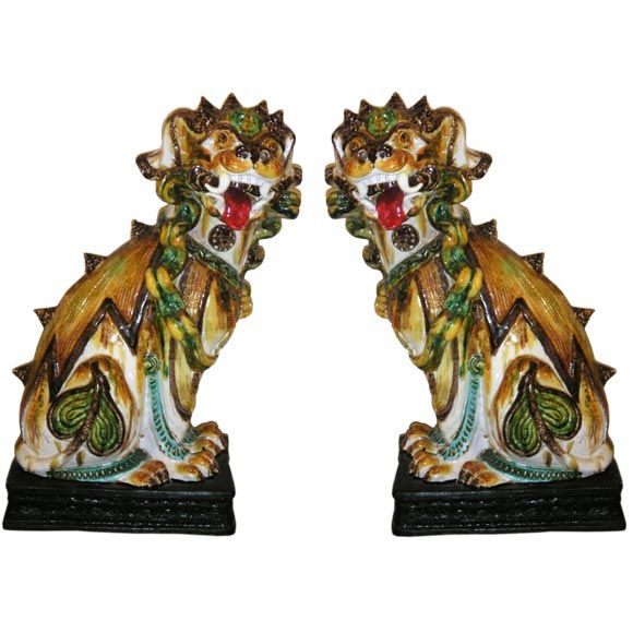 Pair of Large Chinese Temple Dogs at 1stDibs