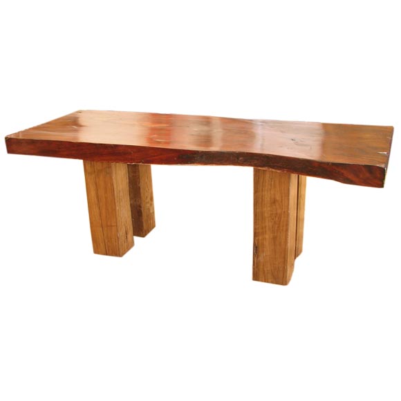 an extraordinary teak slab dining table at 1stDibs
