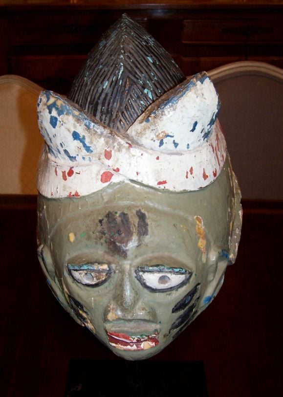 Pair of Carved and Polychromed Yoruban Gelede Masks For Sale at 1stDibs