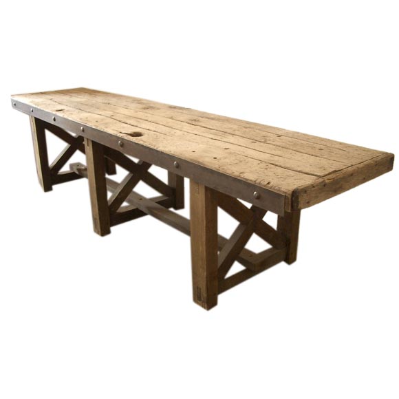 Belgian 19th Century Table with Triple X Base at 1stDibs