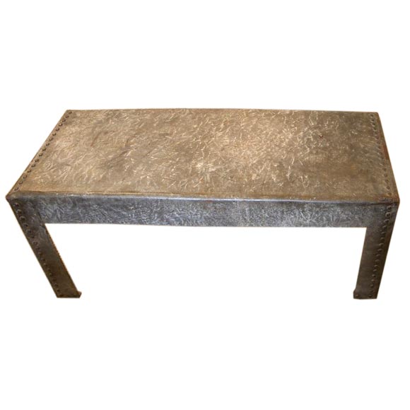 Galvanized and Riveted Metal Coffee Table at 1stDibs