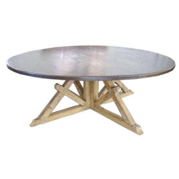 Round Walnut Top Dining Table at 1stDibs