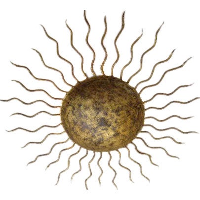Gilt Metal 1940's Hanging Pendant Sun Fixture at 1stDibs