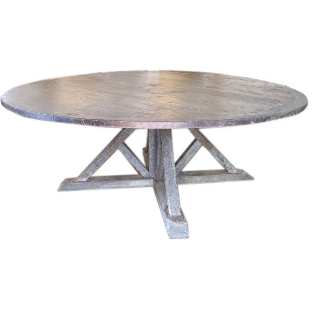 Large Walnut Dining Table with Painted Base at 1stDibs