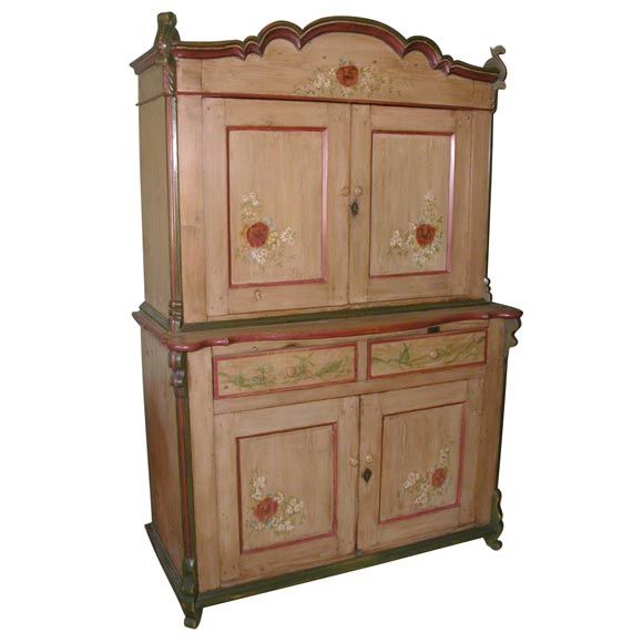 Painted Country Buffet, Step Back Hutch at 1stDibs