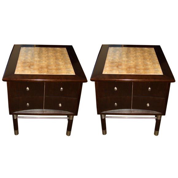 Pair of Ebonized Capiz Shell Top Tables at 1stDibs