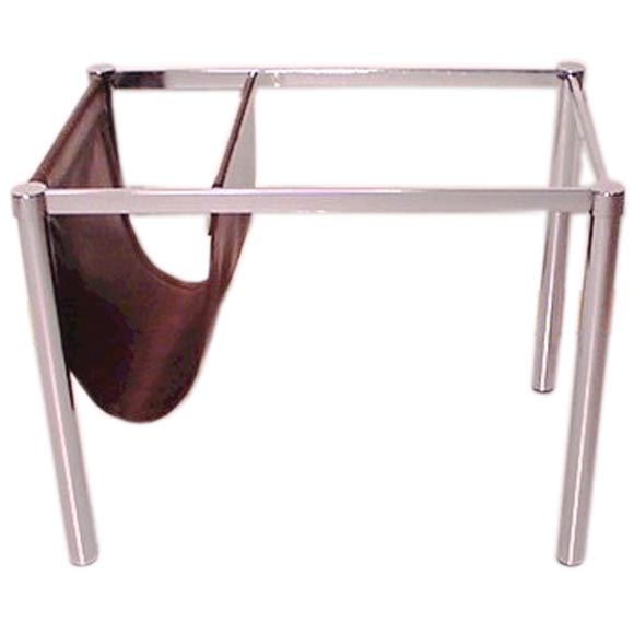 A Chrome and Glass Magazine Rack End Table at 1stDibs