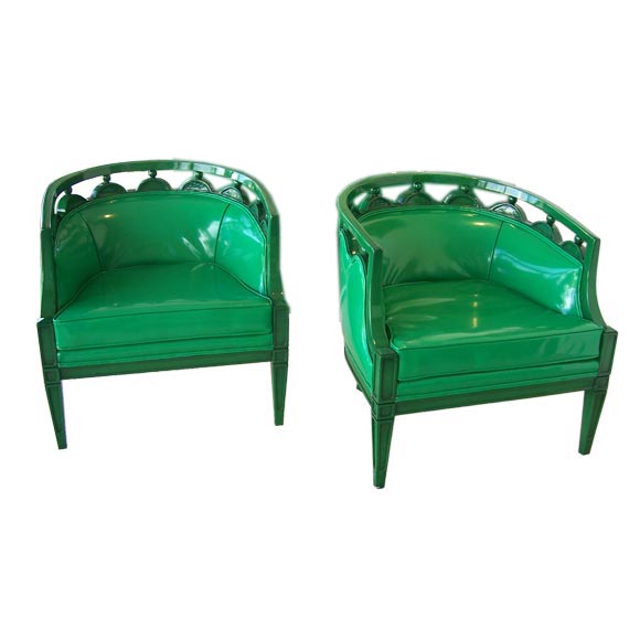 Pair of Emerald Green Chairs at 1stDibs