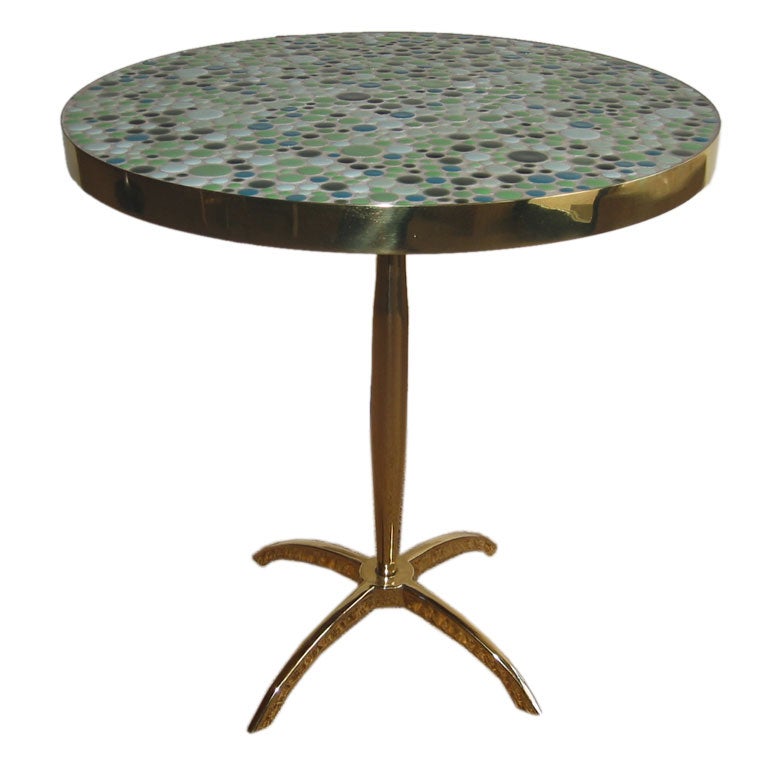 Round Tile Top Side Table at 1stDibs