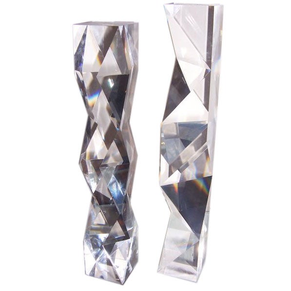 Two Lucite Prism Table Sculptures at 1stDibs