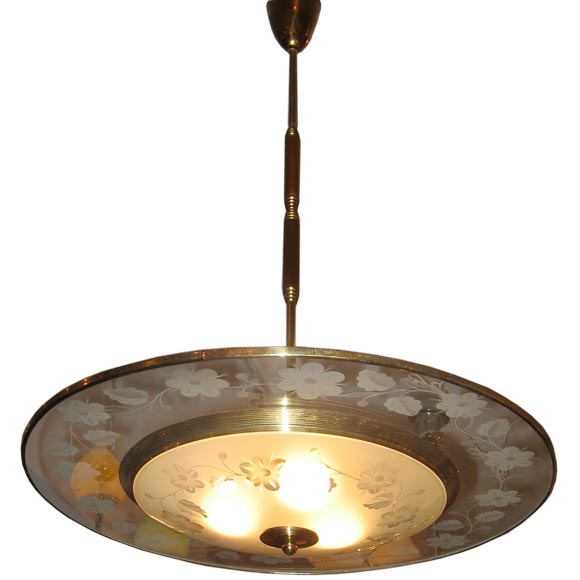 A Etched Disk Shaped Chandelier by Fontana Arte at 1stDibs