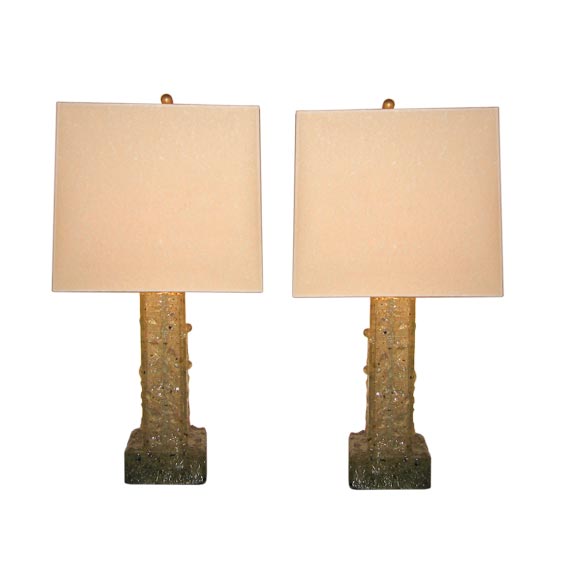 A Pair of Lucite and Glass Table Lamps by David Knower LaBatt at 1stDibs