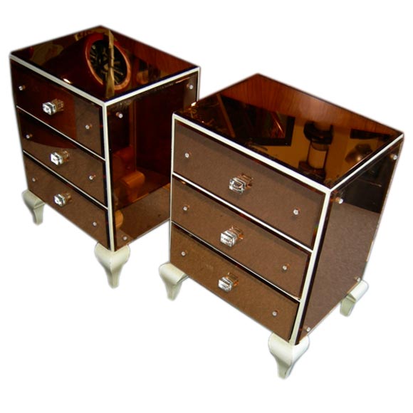 Art Deco Peach Mirrored Side Tables at 1stDibs