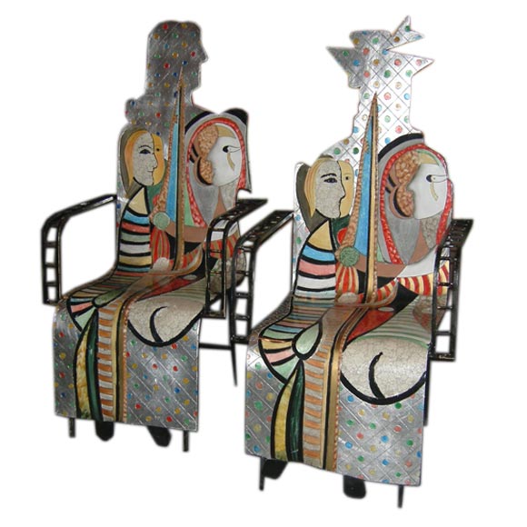 Picasso Influenced Figural Armchairs at 1stDibs