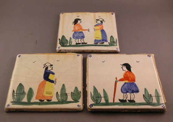 Three Antique Quimper Tiles at 1stDibs