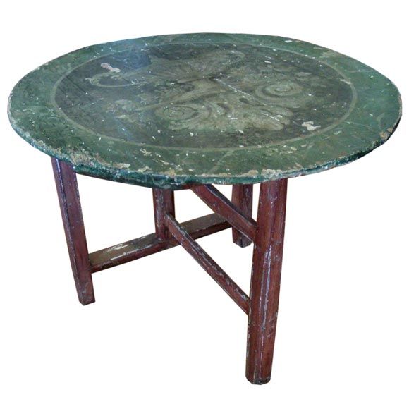 Polychrome round gate leg table. at 1stDibs