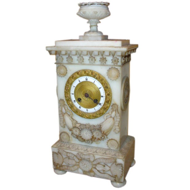French Charles X Alabaster Clock at 1stDibs